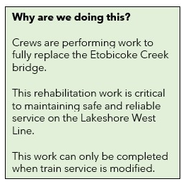 Lakeshore West Line rail service will be temporarily modified for two ...